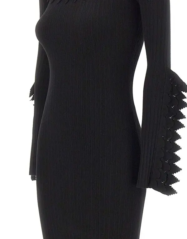 Blumarine Scalloped Ribbed Midi Dress