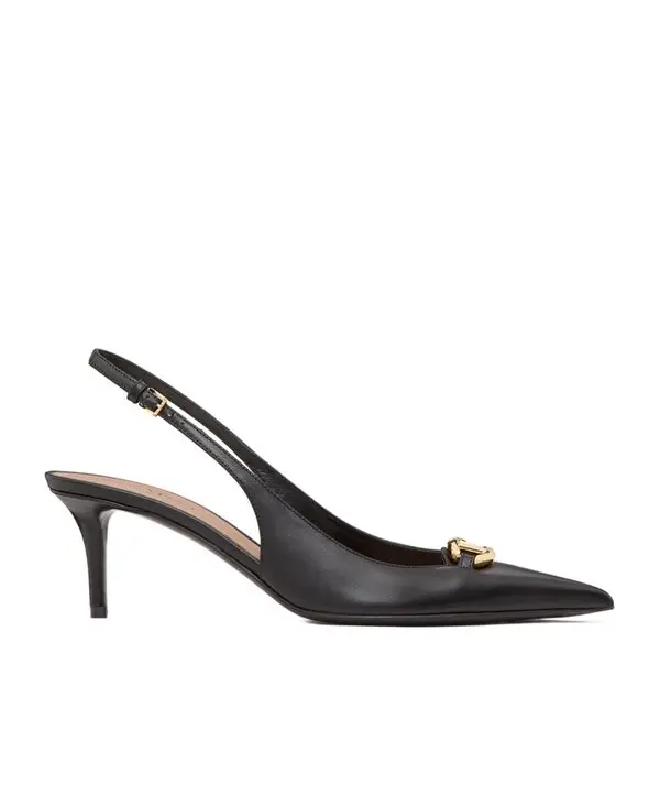 Valentino Garavani Vlogo Signature Pointed Toe Slingback Pumps - Black