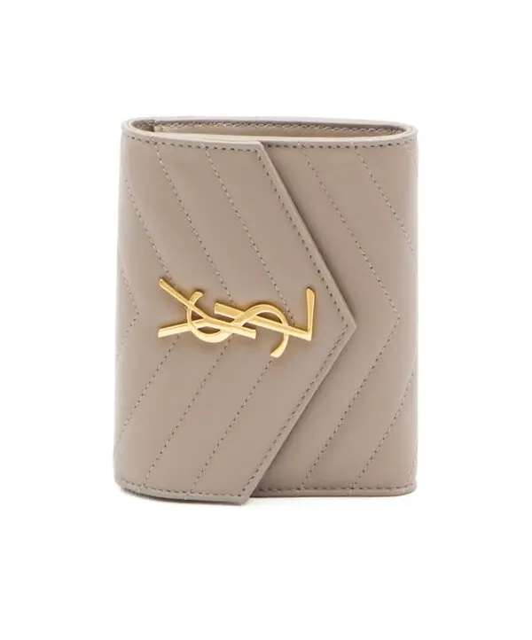 Saint Laurent Cassandre Matelassé Compact Tri-fold Wallet - Grey
