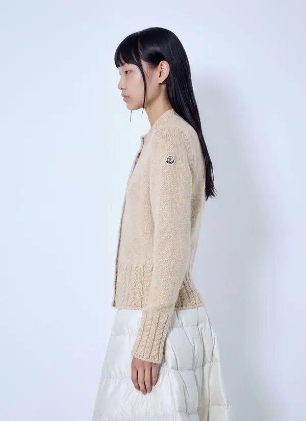 Moncler Ribbed Cardigan In Wool Blend
