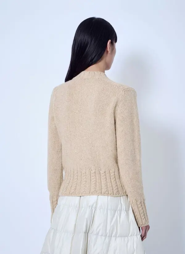 Moncler Ribbed Cardigan In Wool Blend