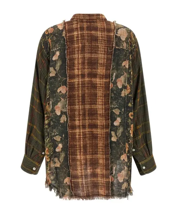 R13 Drop Shoulder Oversized Patchwork Shirt