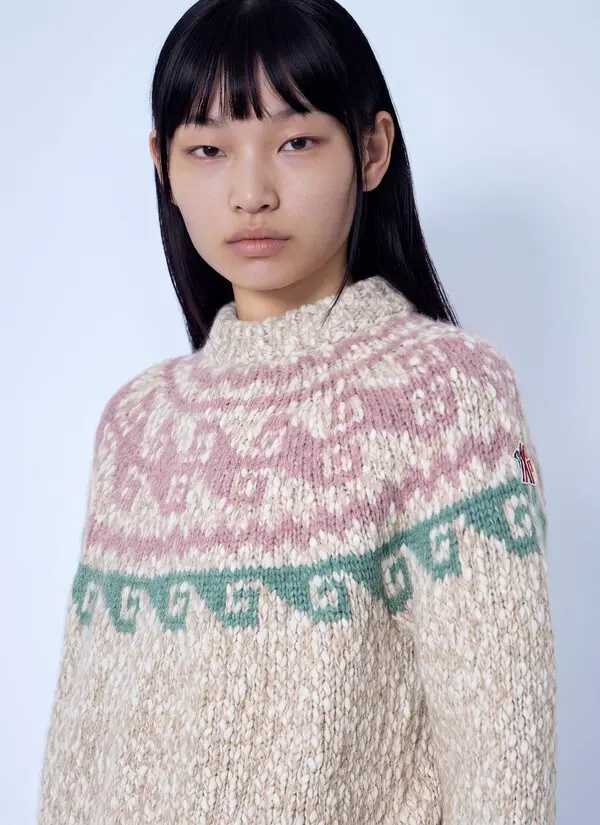 Moncler Geometric Jacquard Wool Blend Jumper