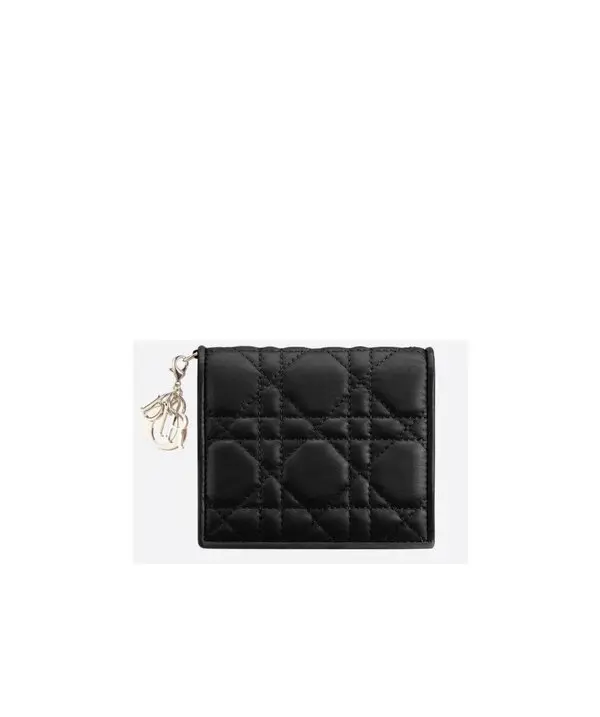 Dior Mini Lady Gardenia Wallet - Black