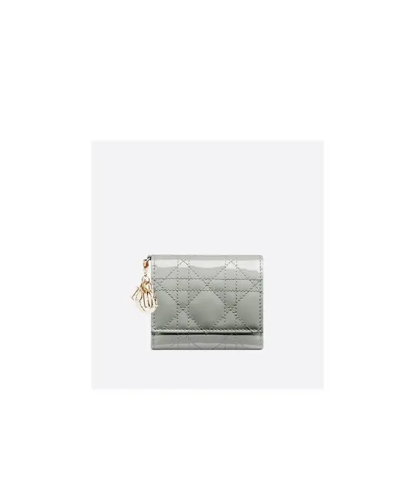 Dior Logo Grey Calfskin Wallet - Gray