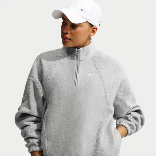 Nike Studio Fleece Heavyweight Plush Oversized 1/4-zip Sweatshirt - Grey