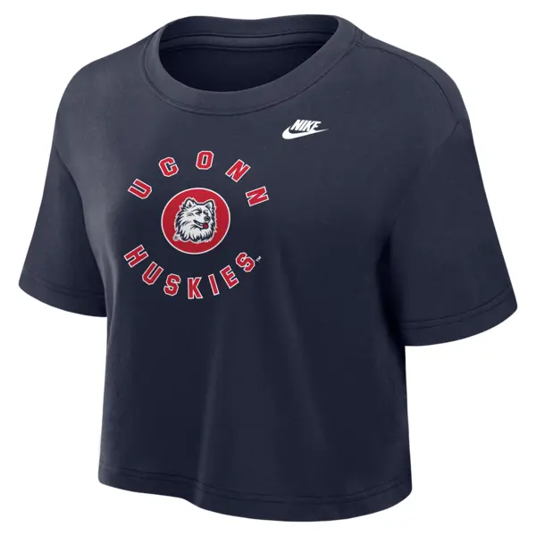 Nike Connecticut Huskies Dri-fit Cropped T-shirt - Blue