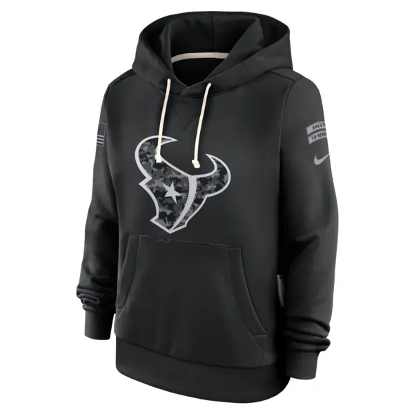 Nike Houston Texans Salute To Service Sideline Dri-fit Nfl Pullover Hoodie - Black