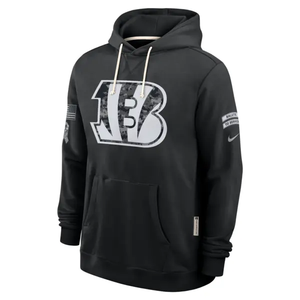 Nike Cincinnati Bengals Salute To Service Sideline Dri-fit Nfl Pullover Hoodie - Black