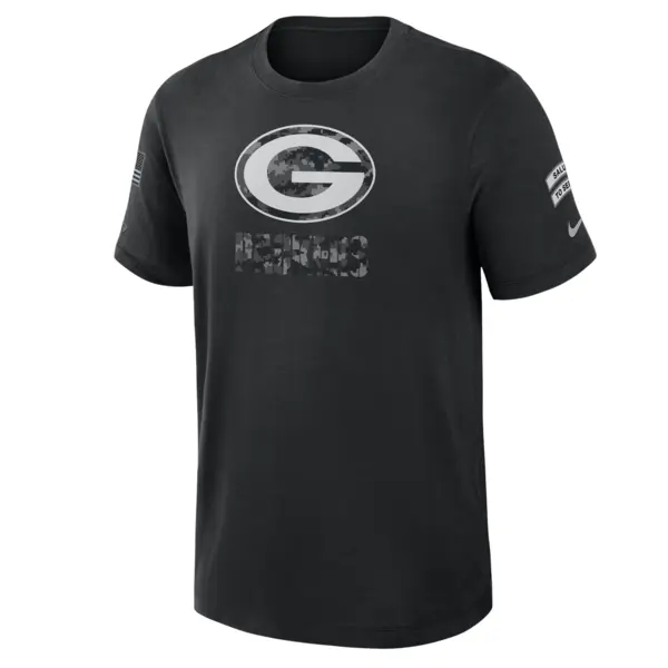Nike Green Bay Packers Salute To Service Slub Dri-fit Nfl T-shirt - Black