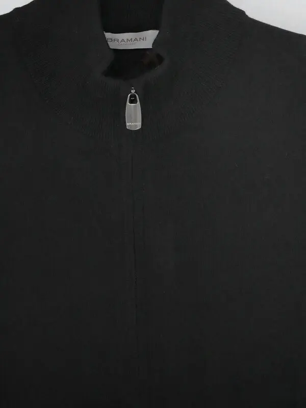BRAMANI CASHMERE Zipup Wool Cardigan - Black
