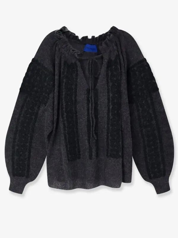 MES DEMOISELLES Appi Wool And Alpaca Sweater With Floral Pattern - Black