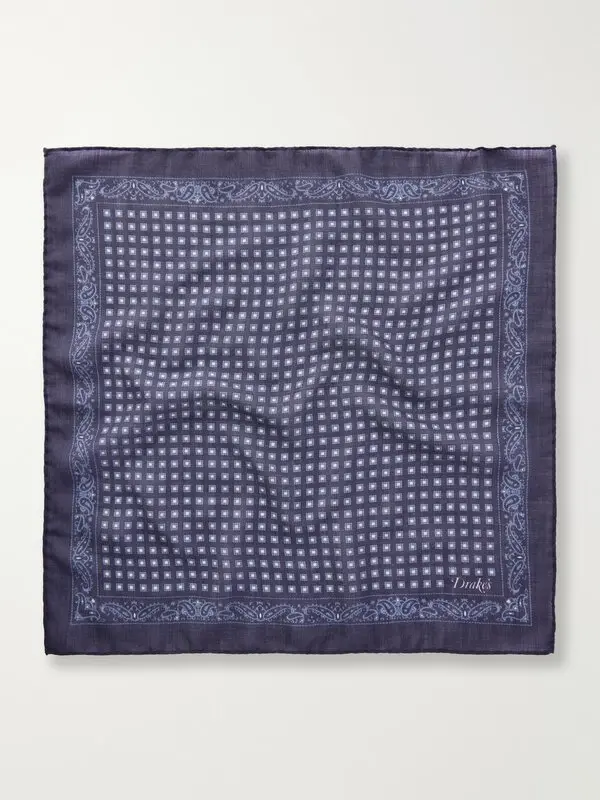 DRAKE'S Paisley-print Silk And Wool-blend Challis Pocket Square