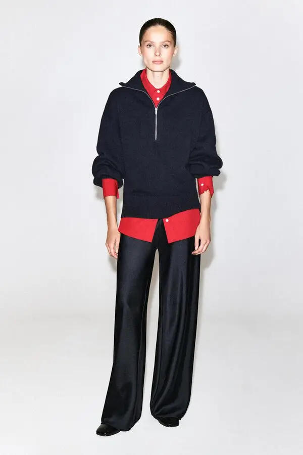 Cos Merino Wool Mock-neck Zip-up Sweater