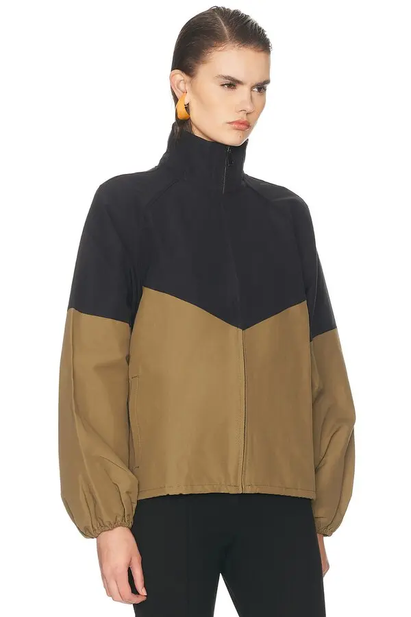 EAVES Aila Sport Jacket In Tan - Olive & Black