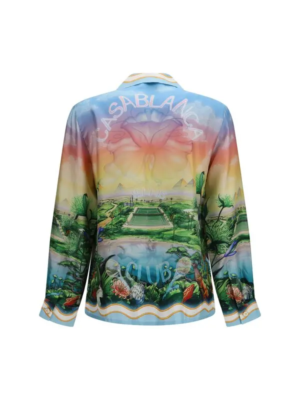 Casablanca Tennis Club Printed Silk Twill Shirt