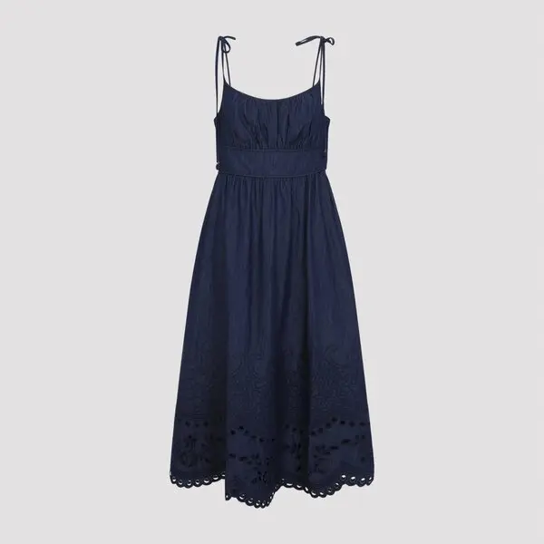 Zimmermann Mahon Broderie Denim Midi Dress