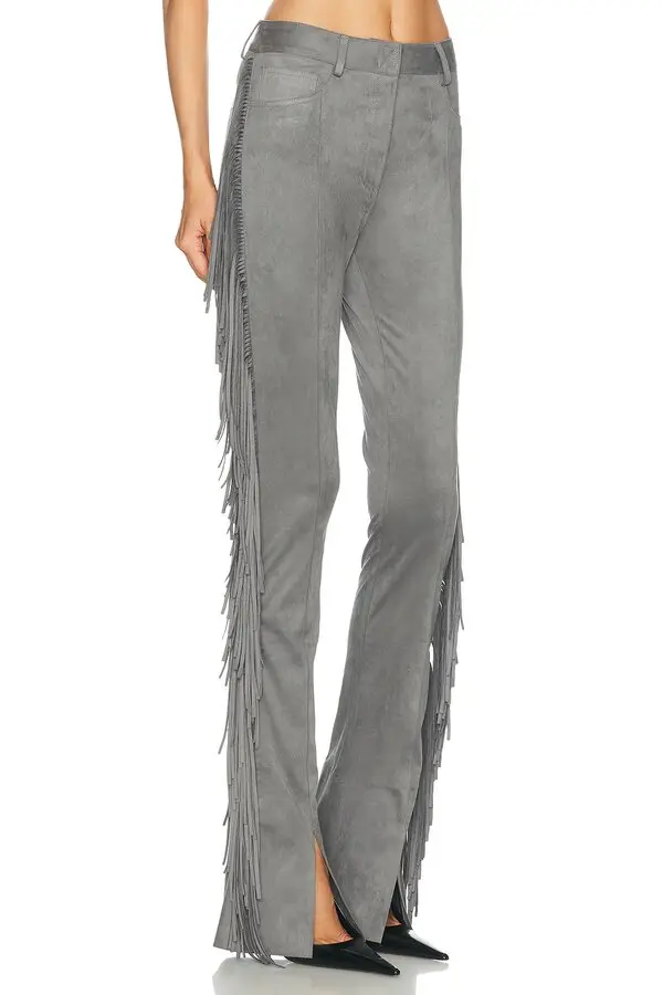 Norma Kamali Fringe Spat Slim Straight Leg In Grey