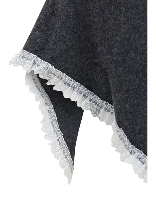 GANNI Openwork Wool Cape - Gray