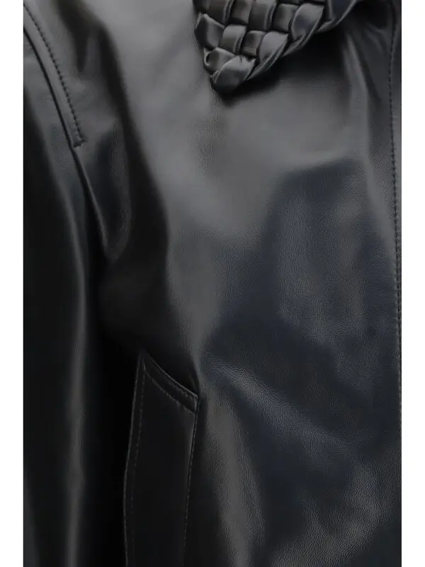 Bottega Veneta Glossy Leather Padded Jacket