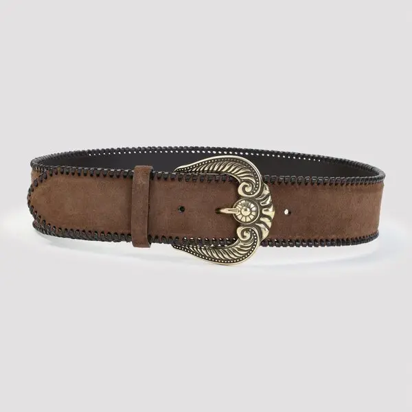 Etro Paisley Suede Belt - Brown