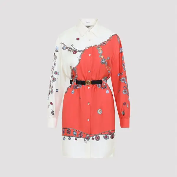 Versace Twill Silk Stolen Jewels Dress - Multicolor