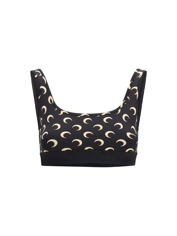 MARINE SERRE Moon Recycled Jersey Sports Bra - Black