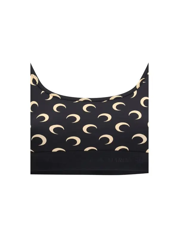 MARINE SERRE Moon Recycled Jersey Sports Bra - Black