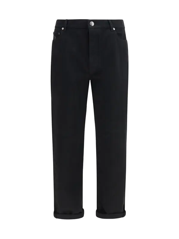 Brunello Cucinelli Garment-dyed Five-pocket Denim Pants - Black