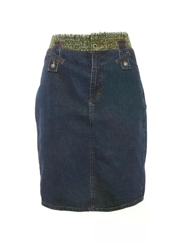 Dolce & Gabbana Tweed-trim Pencil Mini Skirt - Blue