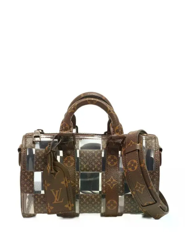 LOUIS VUITTON 2022 25 Keepall Bandoulière Monogram Chess Tote Bag - Brown