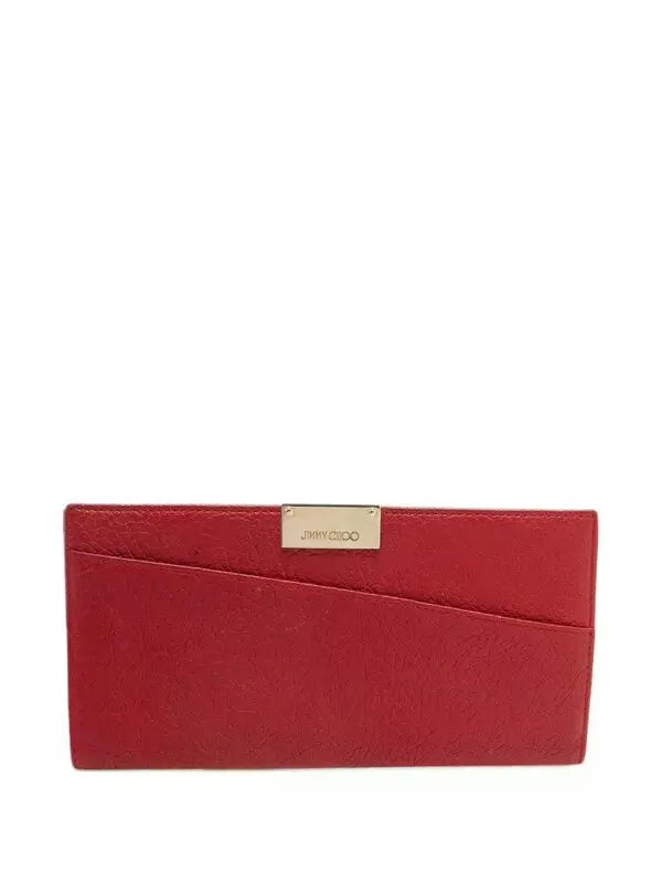 JIMMY CHOO Grained Leather Logo-plaque Wallet - Red