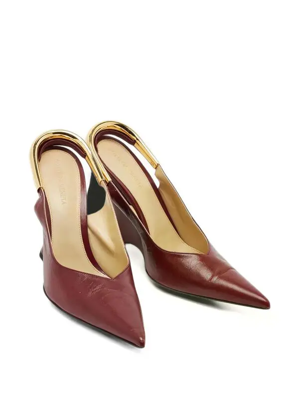 Bottega Veneta Punta Leather Slingback Wedge Pumps