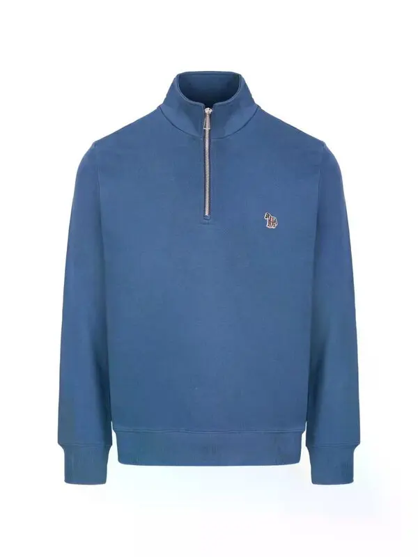 Paul Smith Zebra-patch Half-zip Sweatshirt - Blue