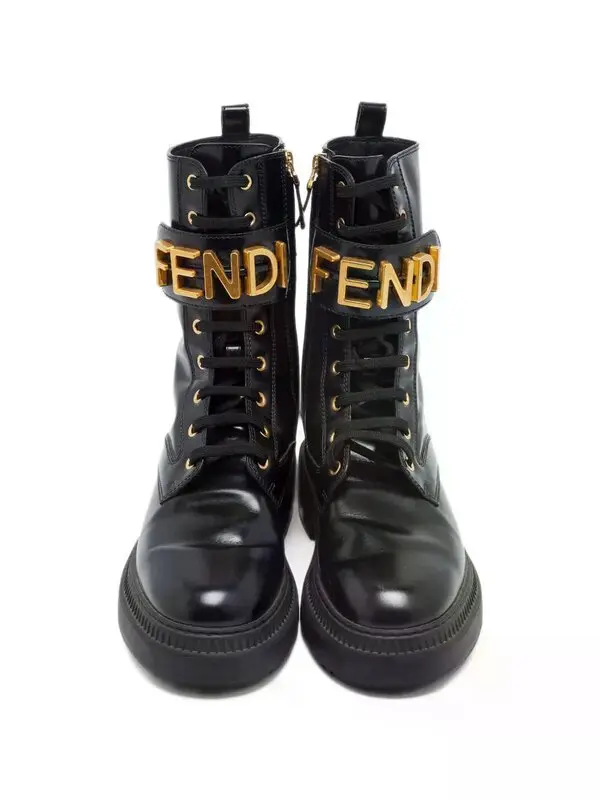 Fendi Logo-strap Combat Boots