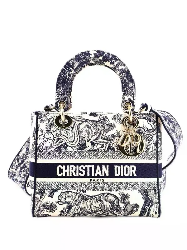 Dior Lady D-lite Bag Embroidered Canvas Medium Satchel