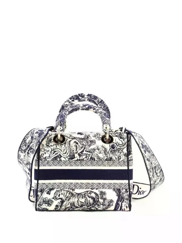 Dior Lady D-lite Bag Embroidered Canvas Medium Satchel