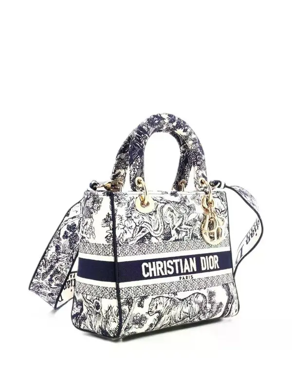 Dior Lady D-lite Bag Embroidered Canvas Medium Satchel