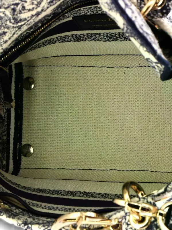 Dior Lady D-lite Bag Embroidered Canvas Medium Satchel