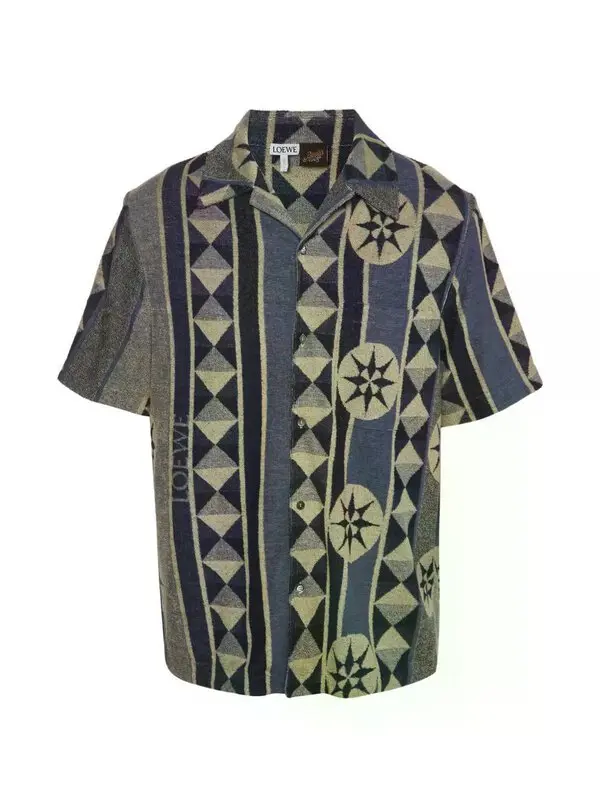 Loewe X Paula's Ibiza Geometric-pattern Bowling Shirt - Blue