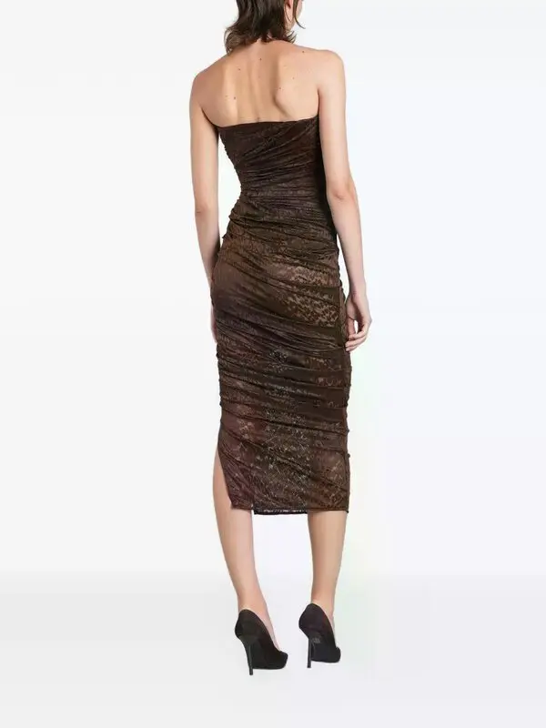 Alex Perry Ruched Animal-pattern Midi Dress