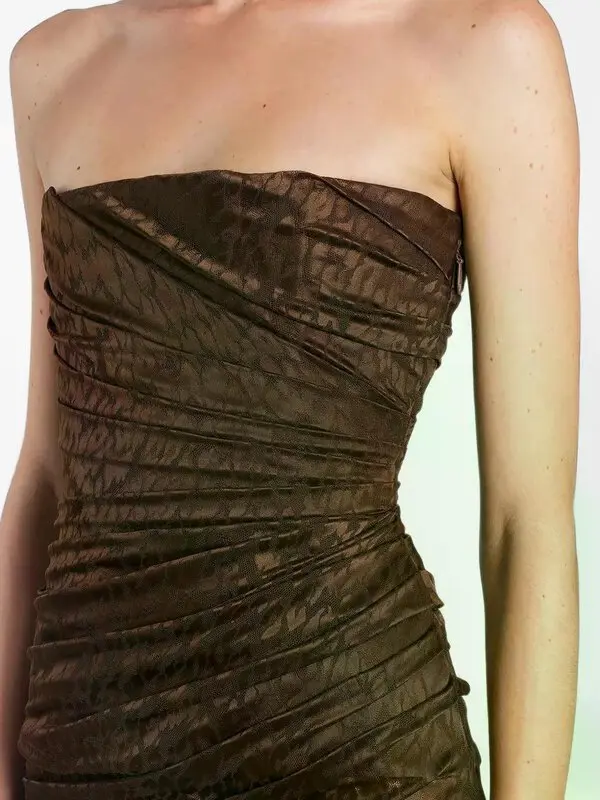 Alex Perry Ruched Animal-pattern Midi Dress