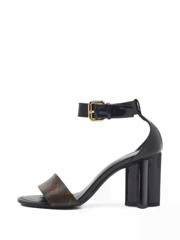 LOUIS VUITTON Silhouette Monogram Ankle Strap Sandals - Black