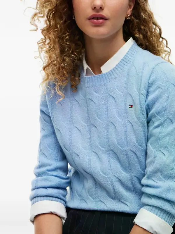 Tommy Hilfiger Cable-knit Logo-embroidered Sweater