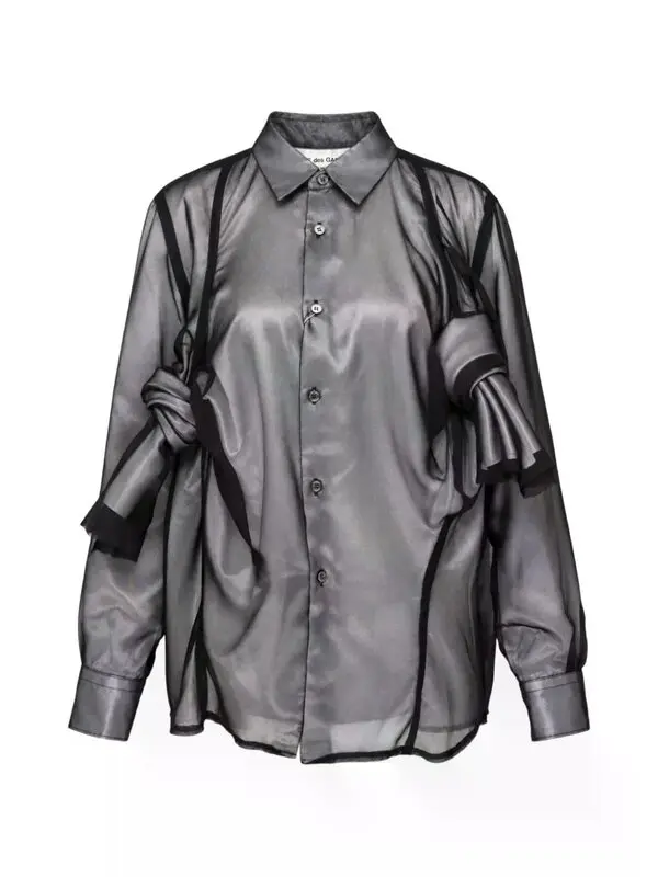 Comme Des Garçons Sheer-panel Knotted Shirt - Grey