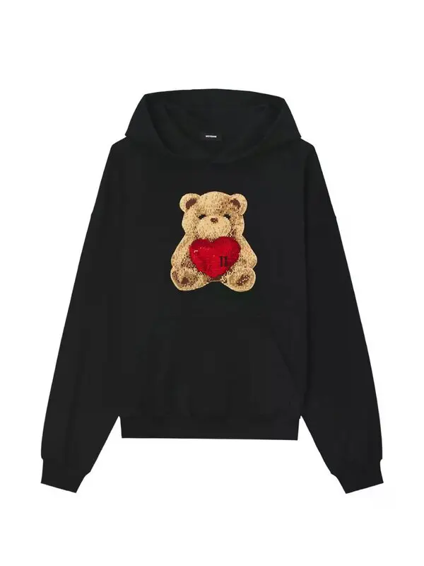 We11Done Heart Teddy Hoodie - Black