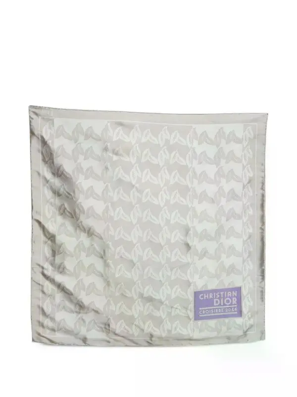 Dior 2016 Croisière Leaf-print Scarf - Grey