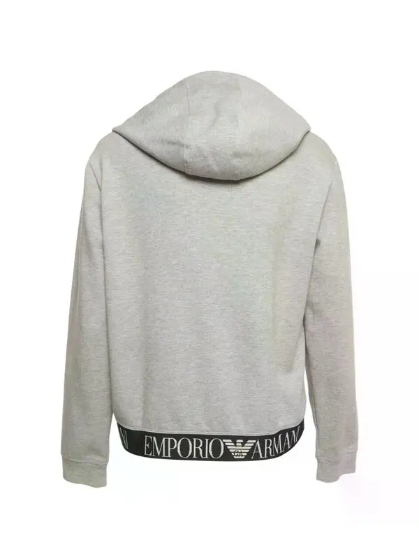 Emporio Armani Logo Tape Zip-up Hoodie - Grey