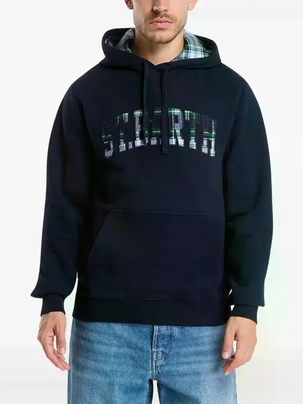 MC2 SAINT BARTH Tribeca Tartan-appliqué Hoodie - Blue