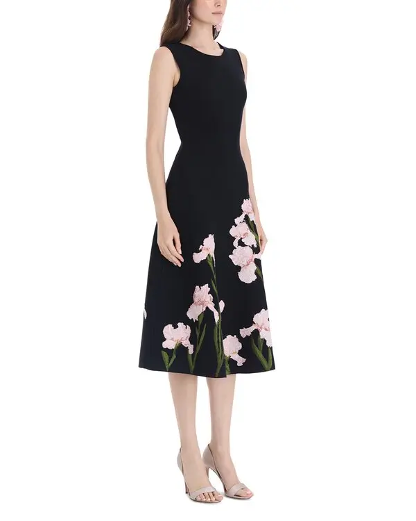 Oscar De La Renta Iris Jacquard Sleeveless Midi Dress